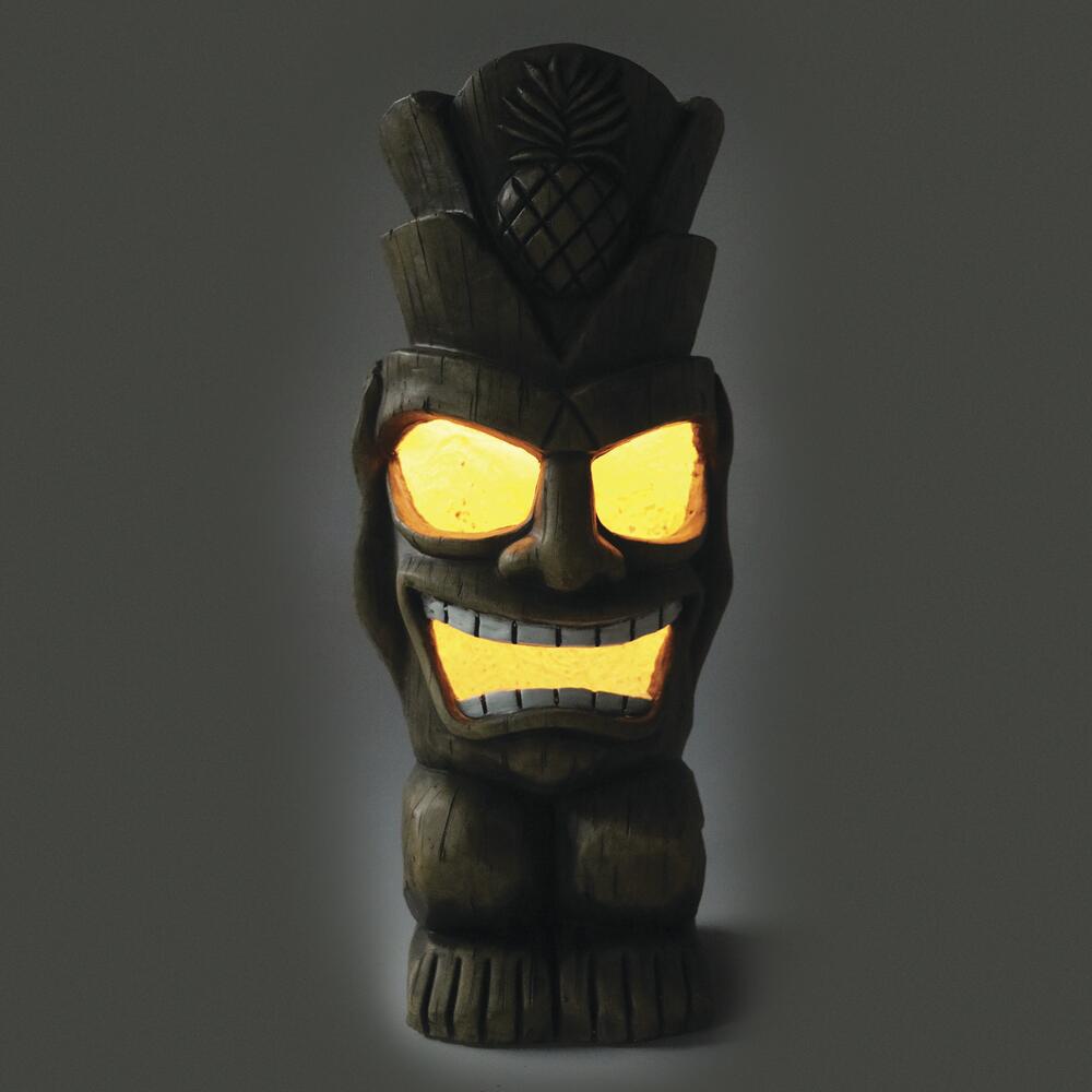 A Large Solar Tiki Statue Glowing EYES -Tiki Bar Mask Garden Totem Haw ...